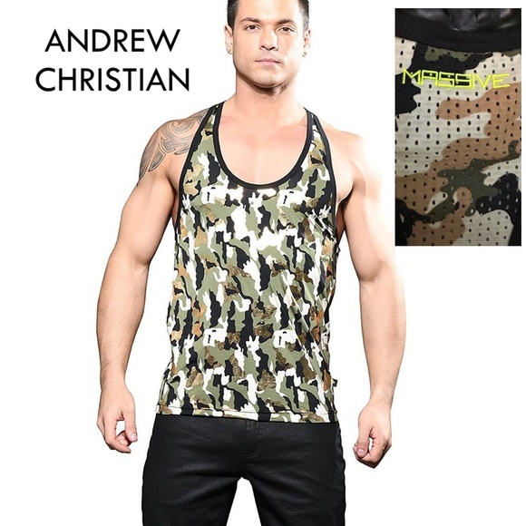 Andrew Christian | Shirts | Andrew Christian Massive Camo Mesh Tank Top ...